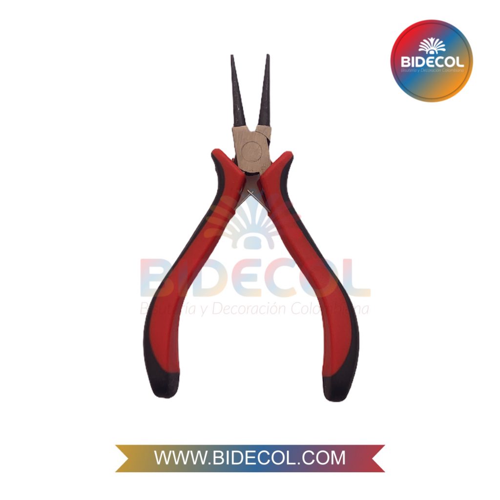 Pinza Punta Redonda (Cónica) Roja/Negro 13.2cm x 1und - BIDECOL BISUTERIA