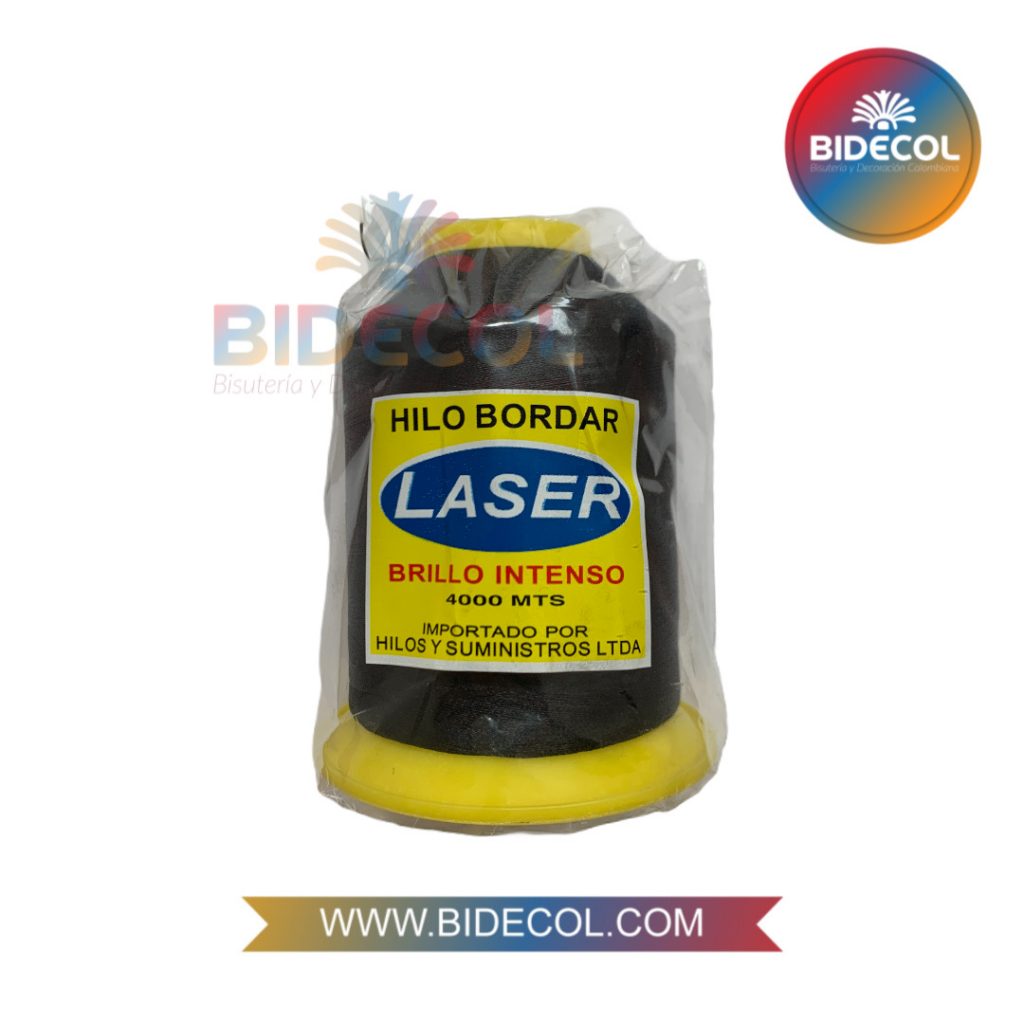 Hilo Para Bordar LASER x 4000mts Negro x 1und - BIDECOL BISUTERIA