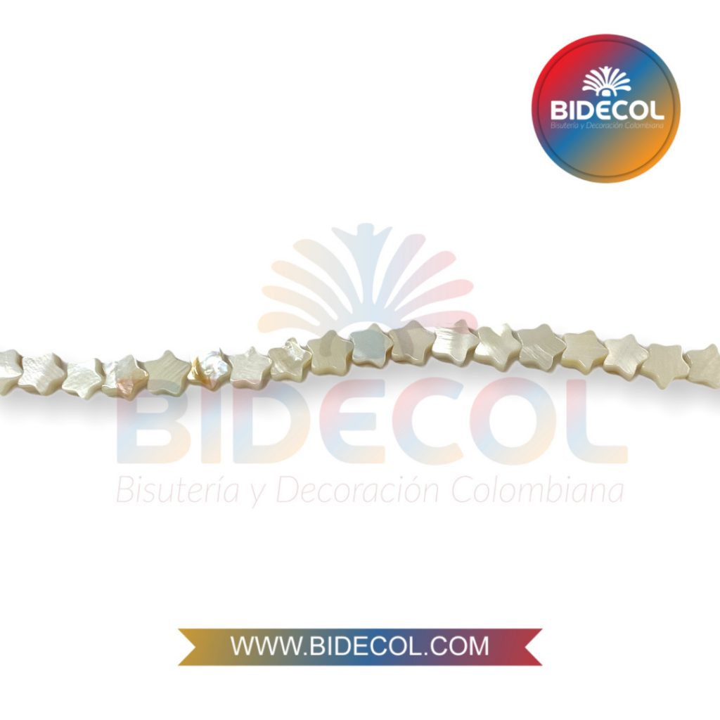 Sarta de Pasadores en Forma de Estrellas 8mm en Nácar x 1 Sarta ...